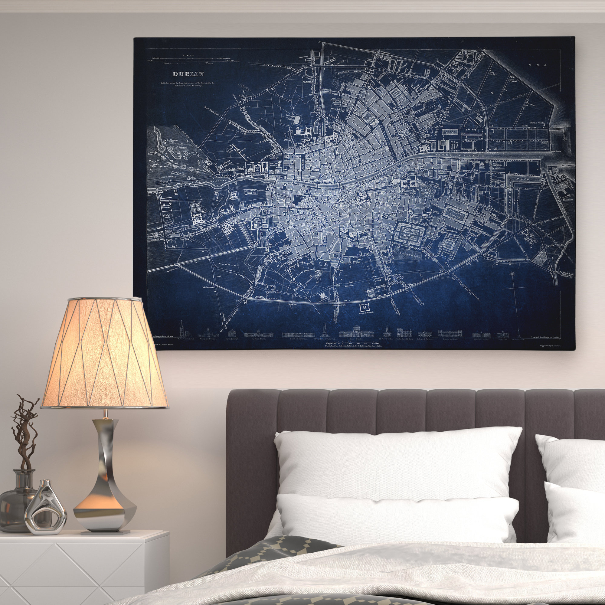 Wexford Home Dublin Sketch Map - Graphic Art Print on Canvas | Wayfair
